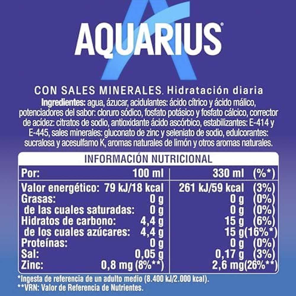 Aquarius Limón, boisson isotonique au goût de citron, canette - Club ...